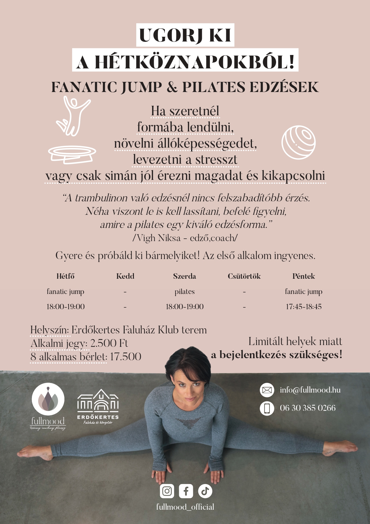 ÚJ FOGLALKOZÁS A FALUHÁZBAN: PILATES & FANATIC JUMP | Erdőkertesi ...